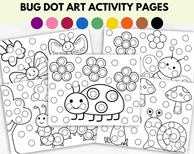 Dot Bugs Printable. Dot Marker Art Arbeitsblatt. Käfer Malvorlagen: Dot ...