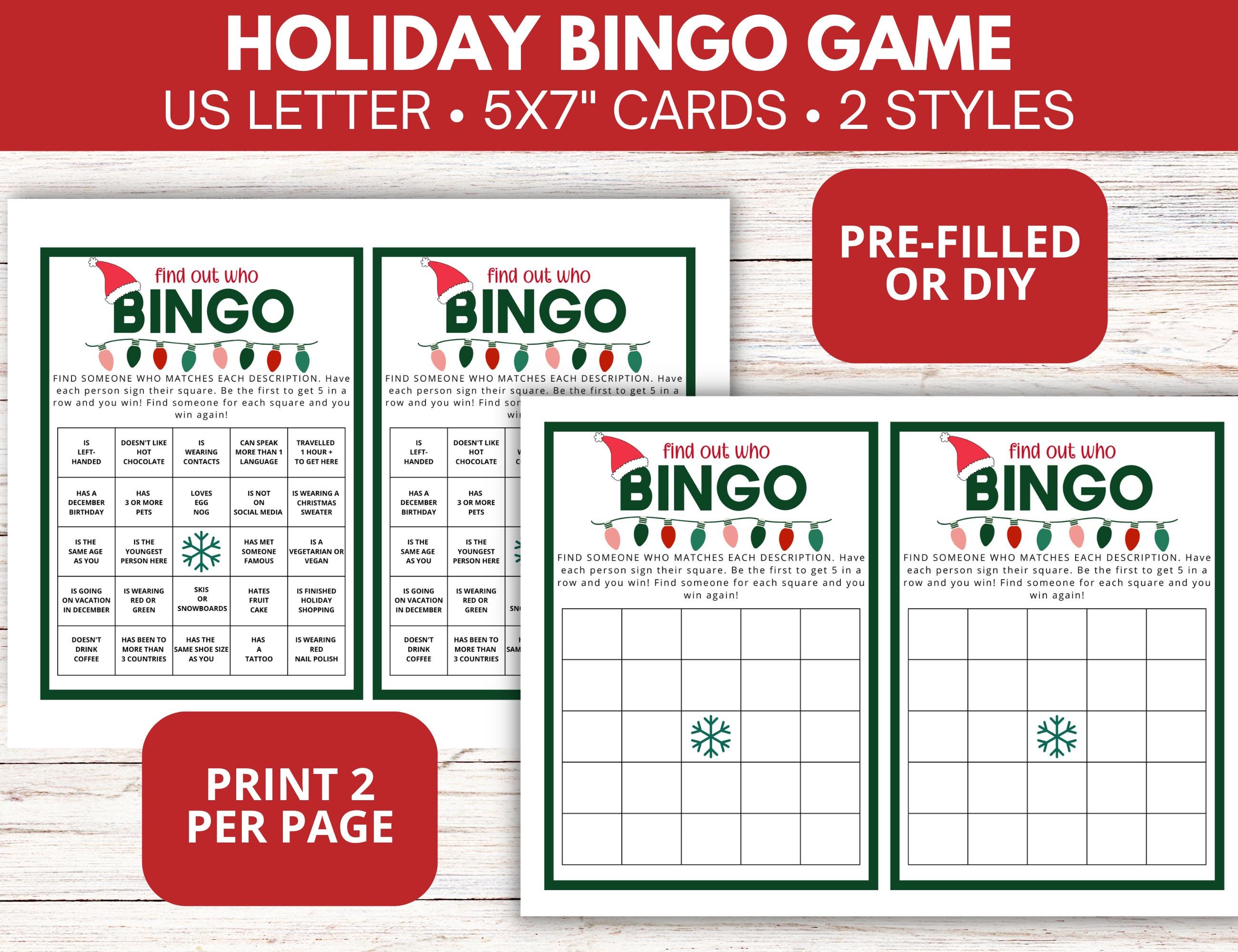 Christmas Mix and Mingle Bingo, Printable Holiday Party Find the Guest ...