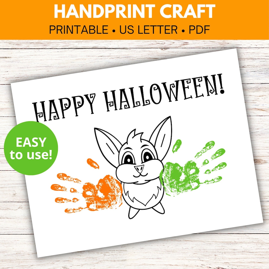 Halloween Handprints Craft, Fall Handprint Craft, Bat Handprint Art ...