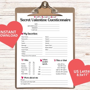 Secret Valentine Questionnaire, Teacher Gift Exchange Ideas, Coworker ...