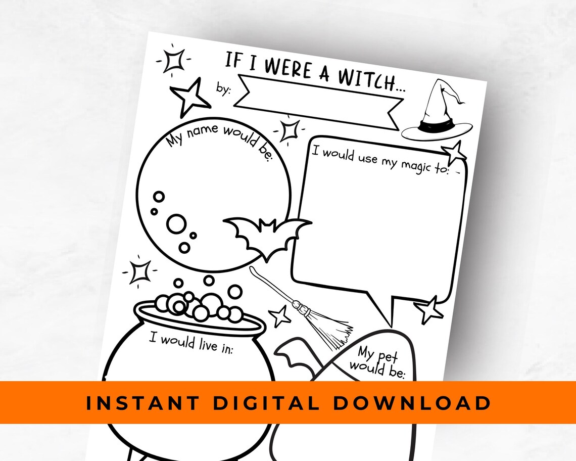 Halloween Printable If I Were a Witch Activity, Halloween Coloring Page ...