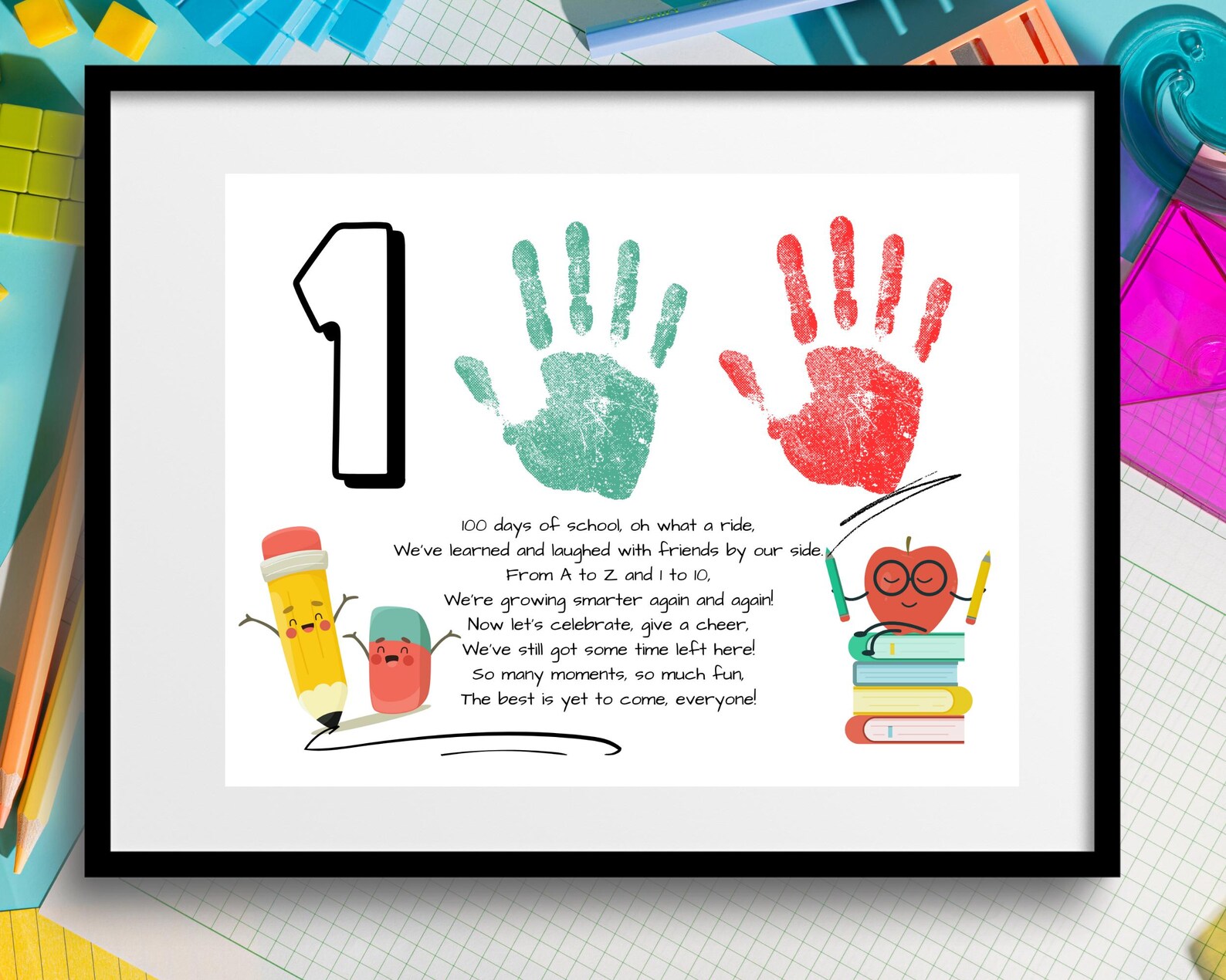 100th Day of School Handprint Poem Craft, 100 Days of School Handprint ...