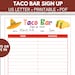 Sign up Sheet Template for Taco Bar, Printable Taco Party Sign Up ...