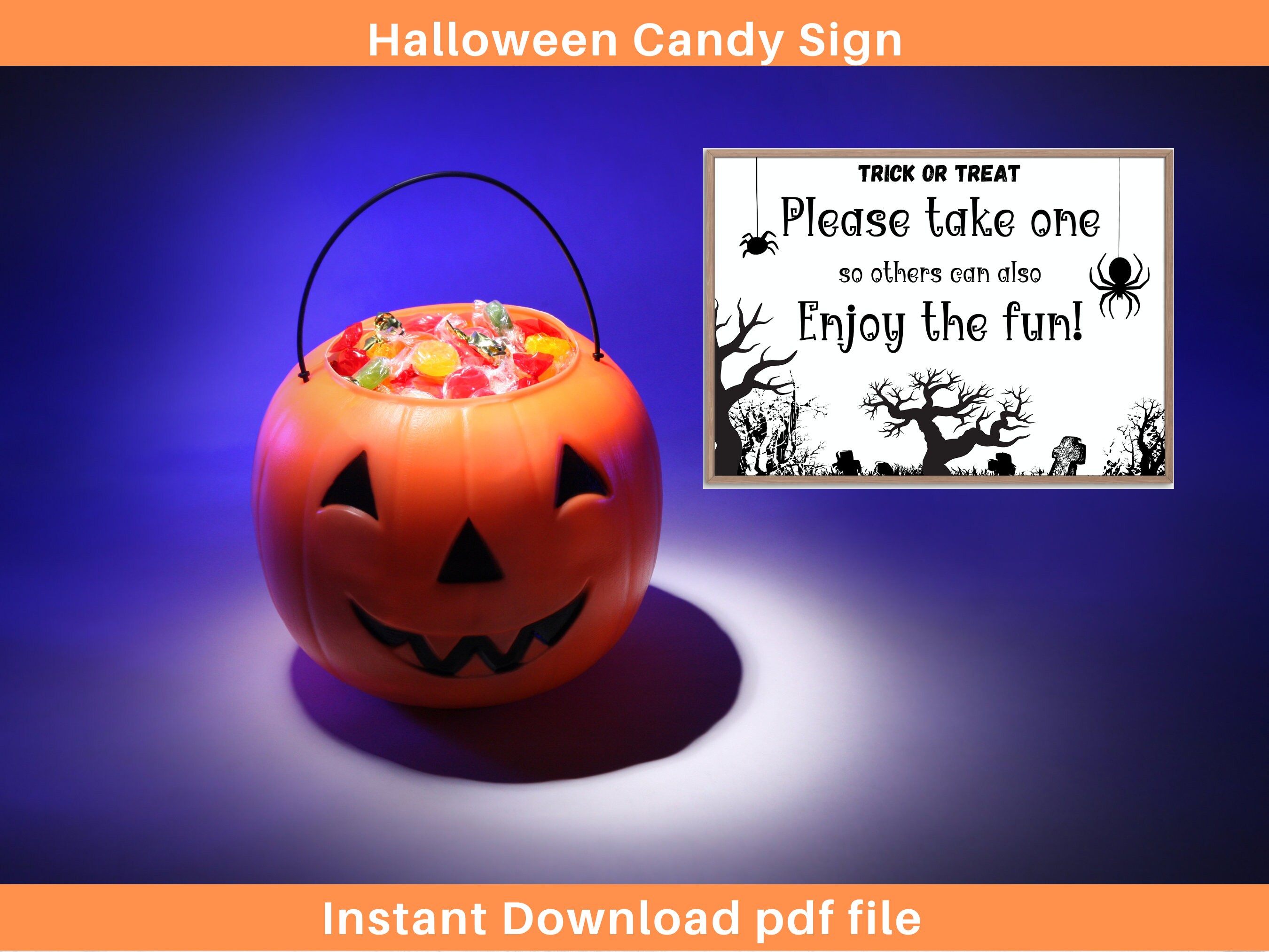Halloween Door Sign Printable, Trick or Treat Sign, Please Take One ...
