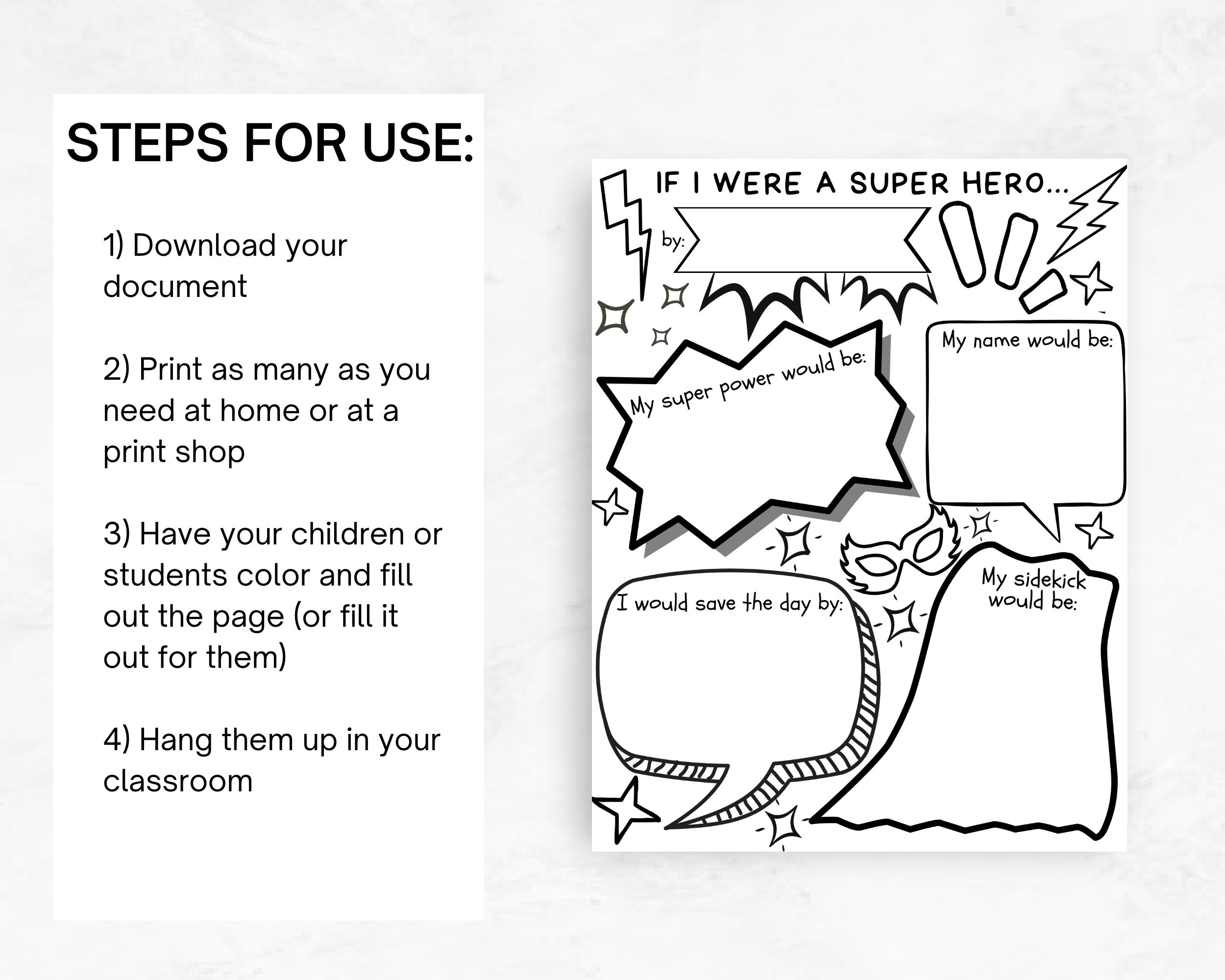 If I Were a Superhero Printable, Superhero Party Activity, Classroom ...