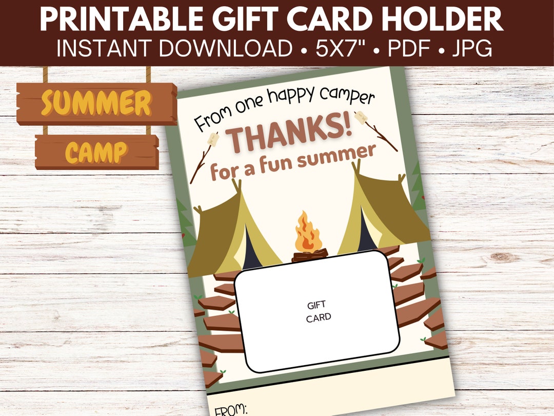 Summer Camp Counselor Gift Card Holder, Sleepaway Camp Staff Gift, Camp ...