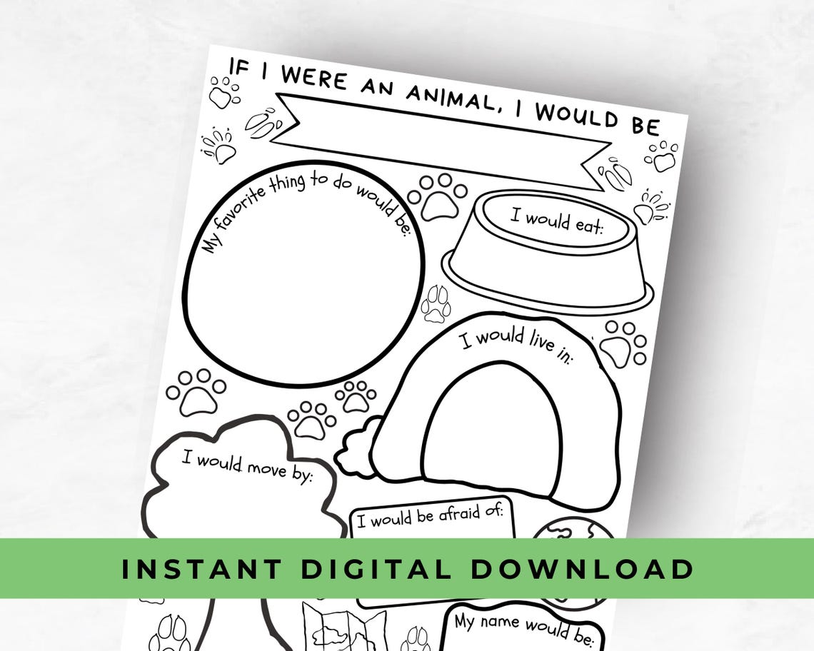 If I Were an Animal Printable Poster, Zoo Jungle Party Activity, Camp ...