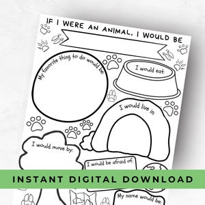 If I Were an Animal Printable Poster, Zoo Jungle Party Activity, Camp ...