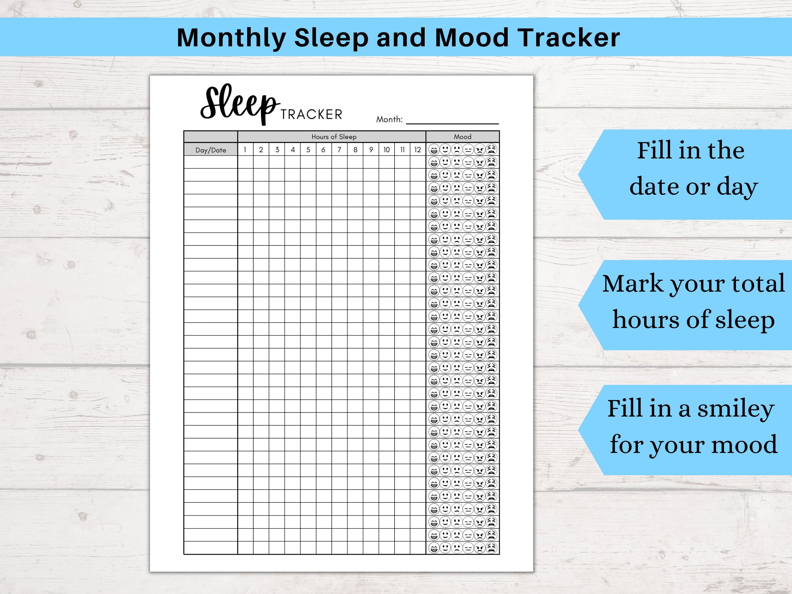 Printable Sleep Tracker, Sleep Journal, Sleep Log, Sleep Mood Tracker ...