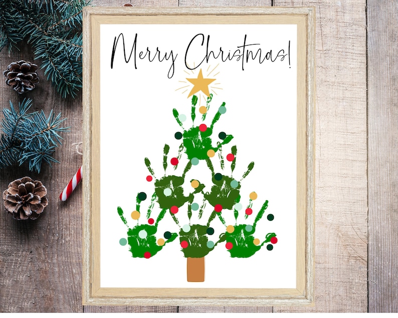 Christmas Tree Handprint Craft, Winter Handprint Art, Printable ...