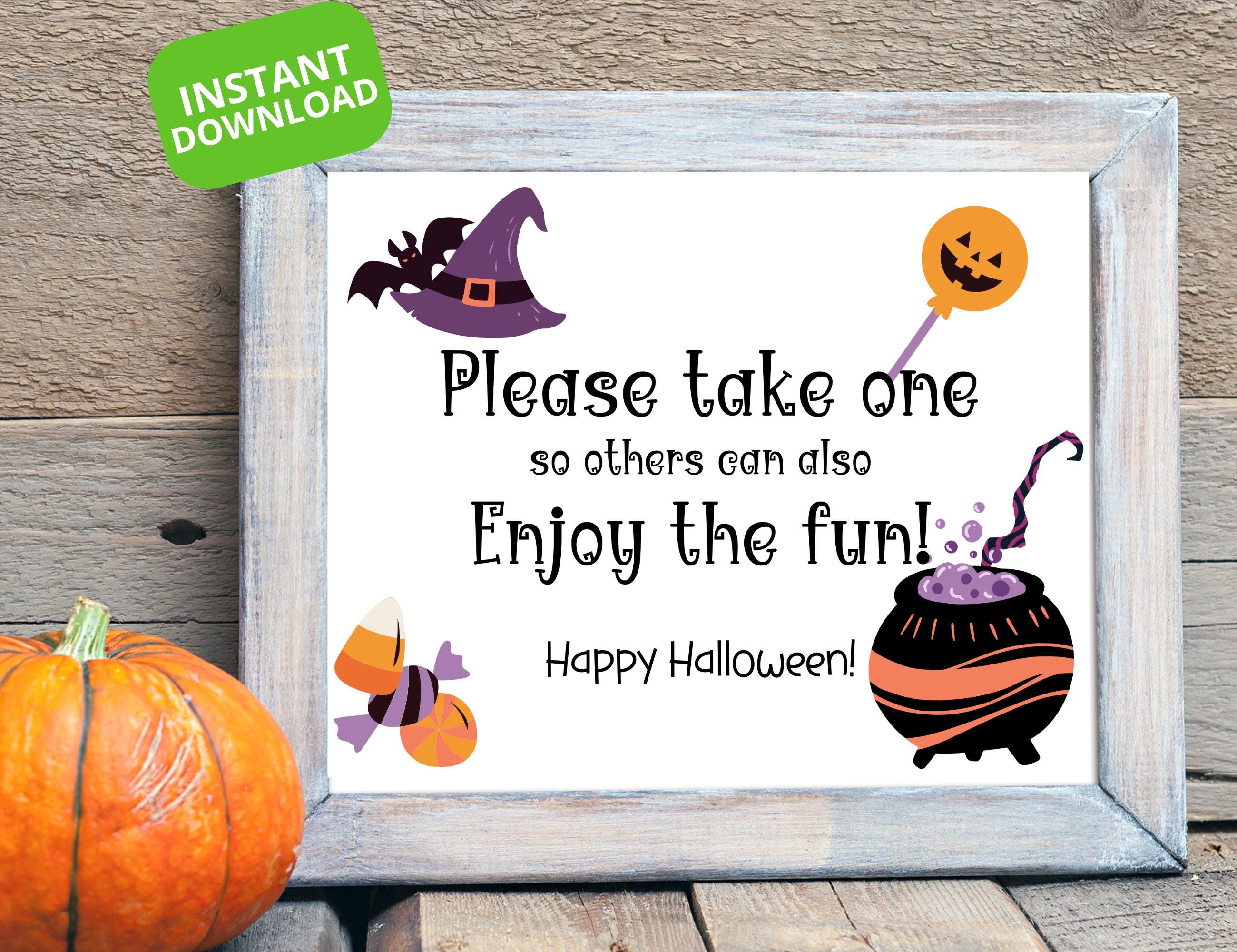 Please Take One Halloween Candy Sign Printable, Halloween Porch Sign ...