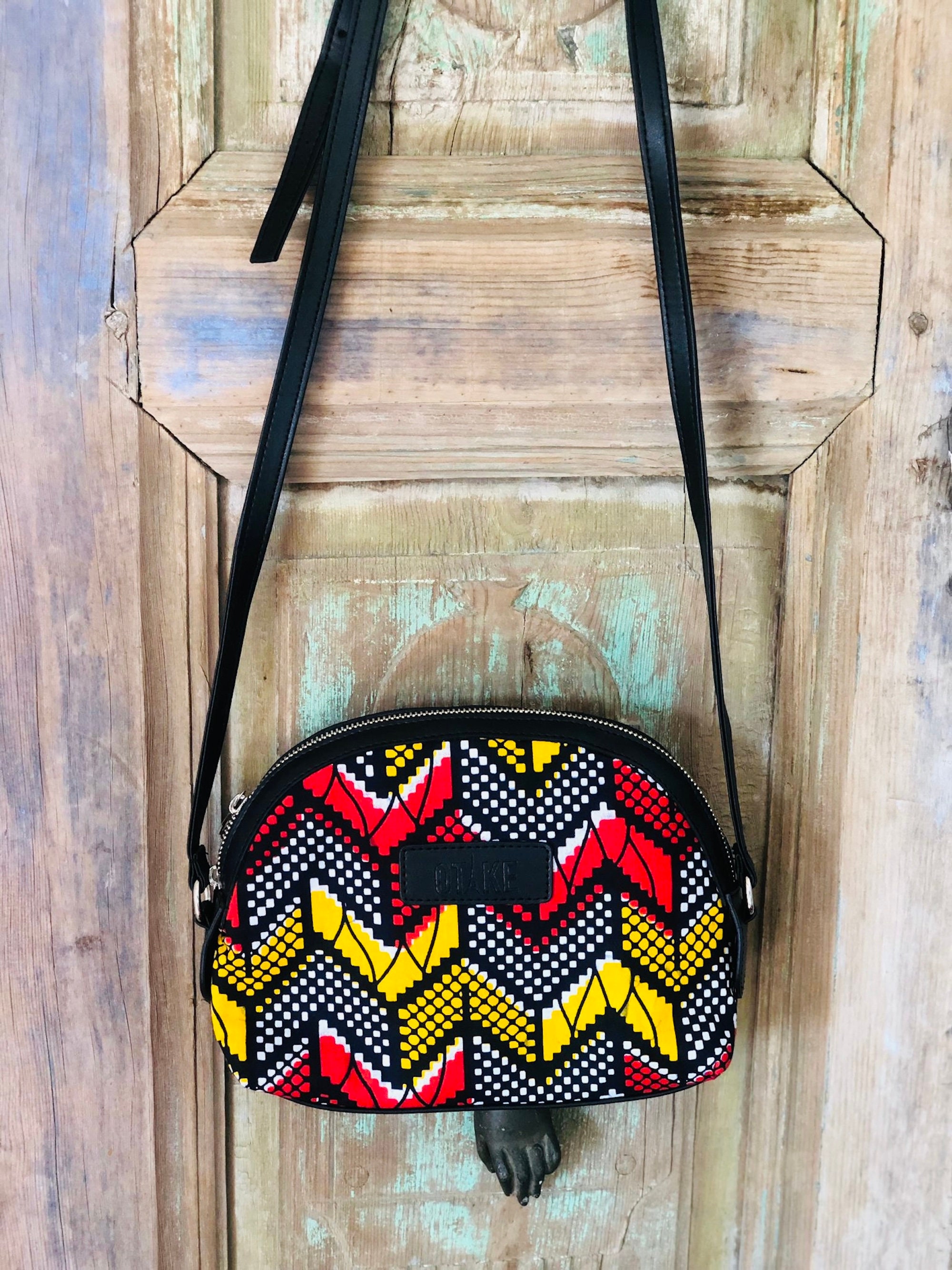 Sac femme wax pagne africain rouge et jaune sac indien bandoulière ...