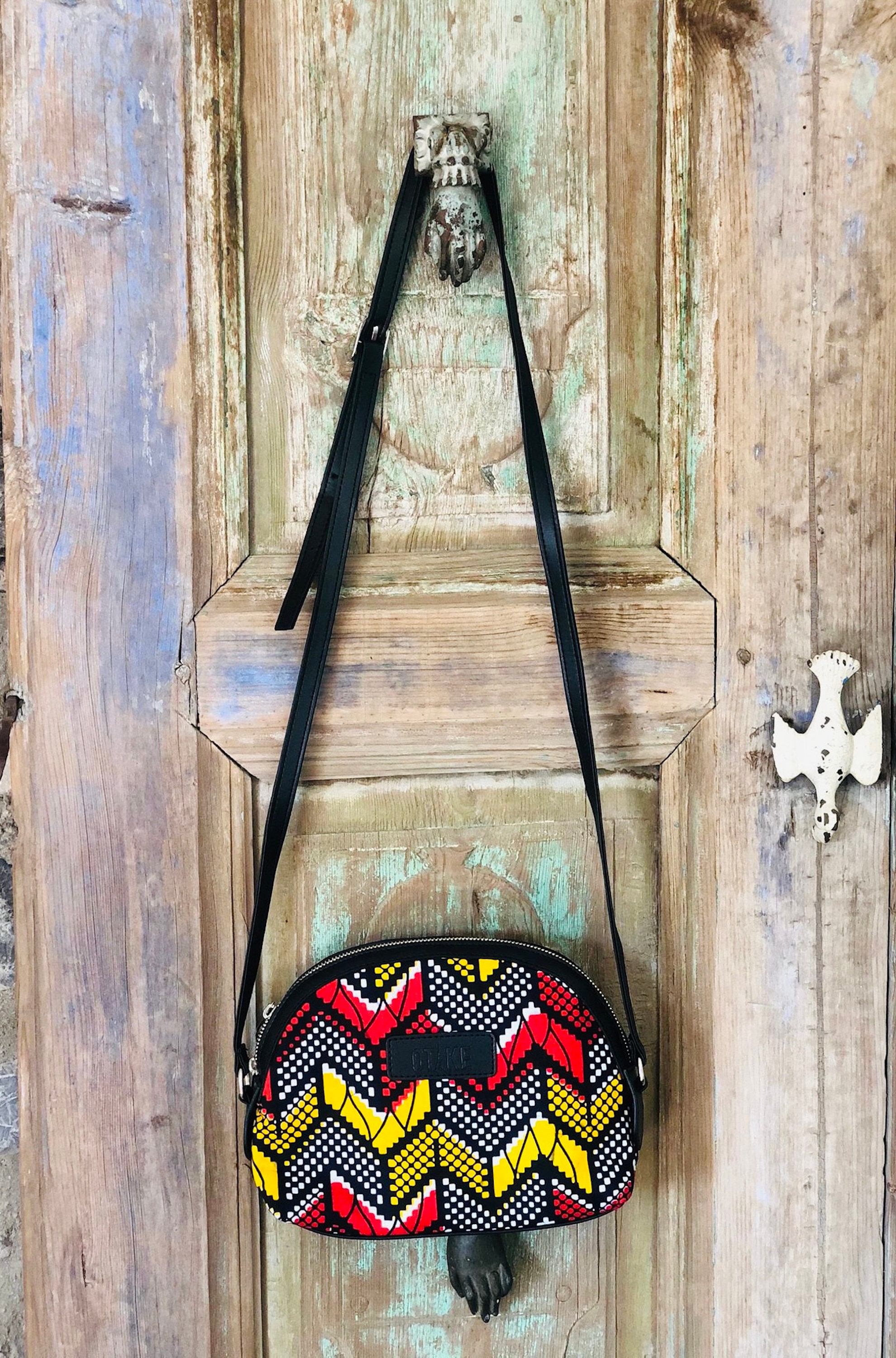 Sac femme wax pagne africain rouge et jaune sac indien bandoulière ...