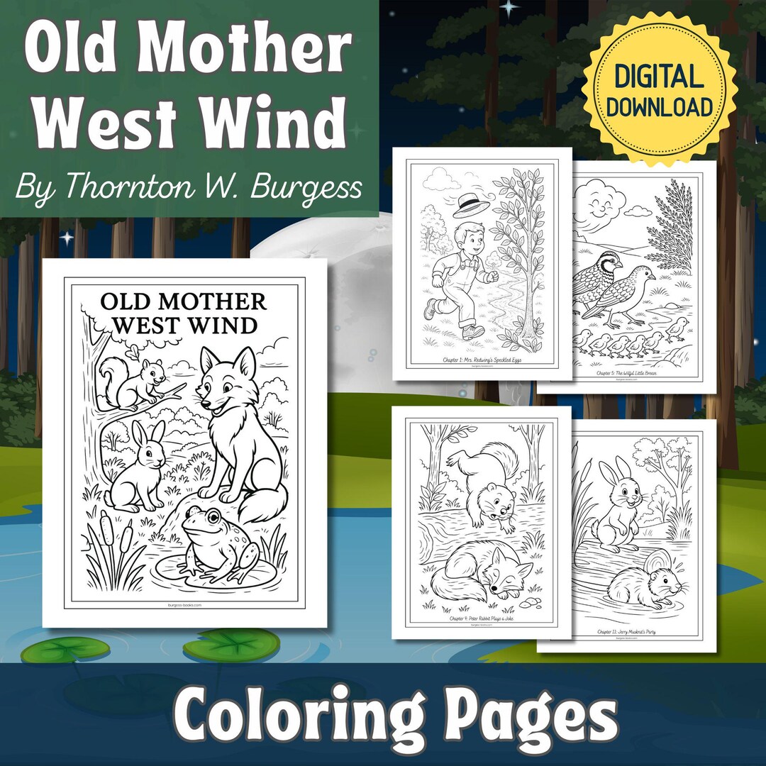 Old Mother West Wind Coloring Pages – Thornton Burgess Animal Set ...