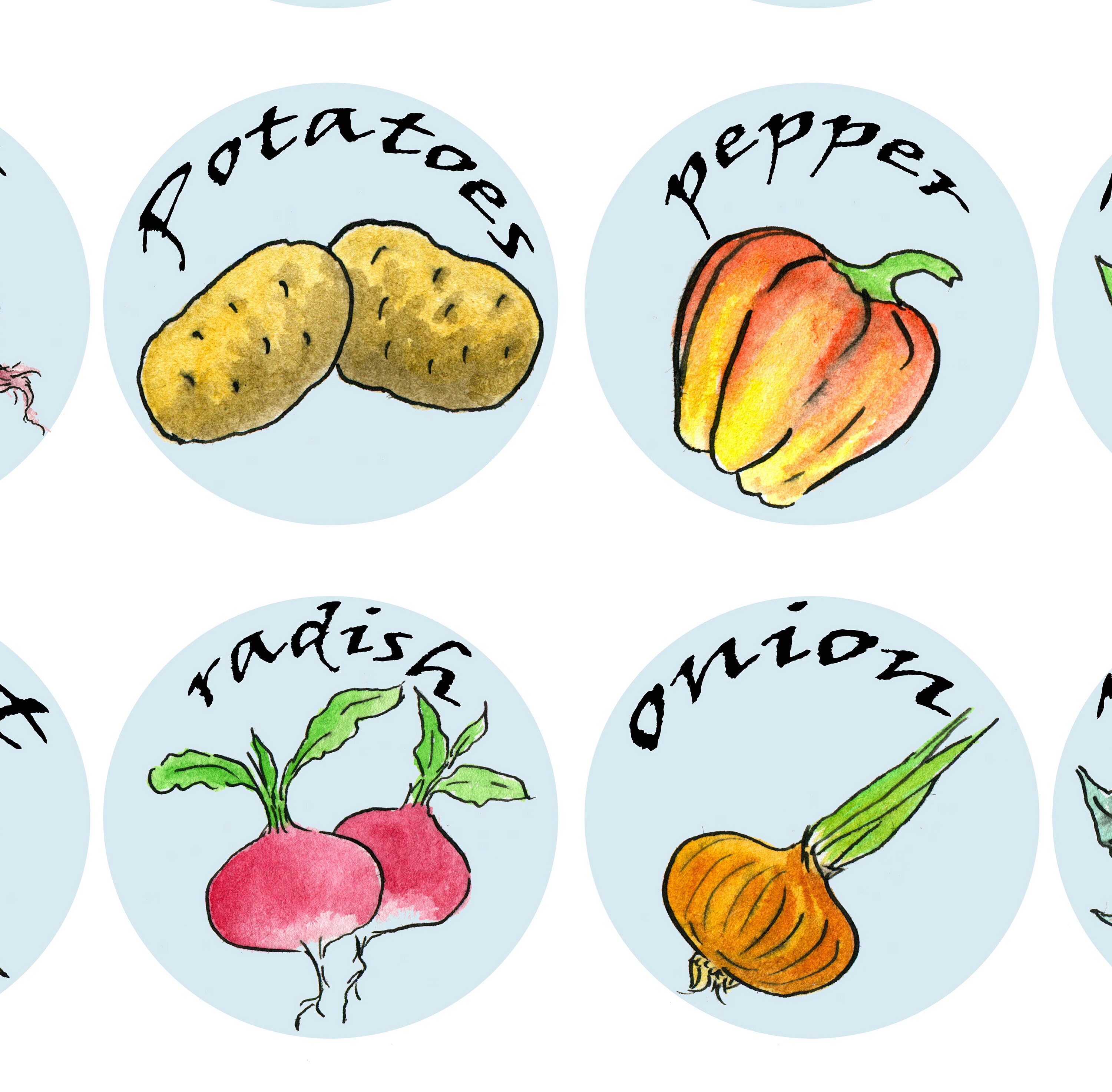 Garden Stickers/stakes Vegetables/ Scrapbooking/veggie Printable ...