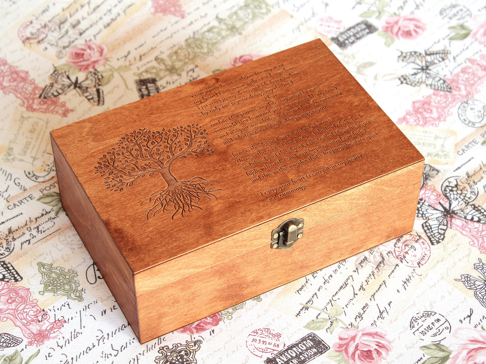 Custom Quote Wooden Box, Custom Poem on Box, Memory Box, Engraved Quote ...