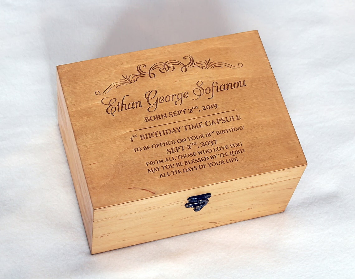 Time Capsule Baby memory box First Birthday Capsule Custom | Etsy