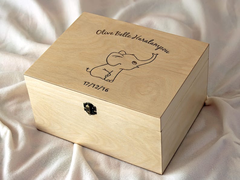 Personalized Baby Memory Box Baby Keepsake Box Elephant - Etsy
