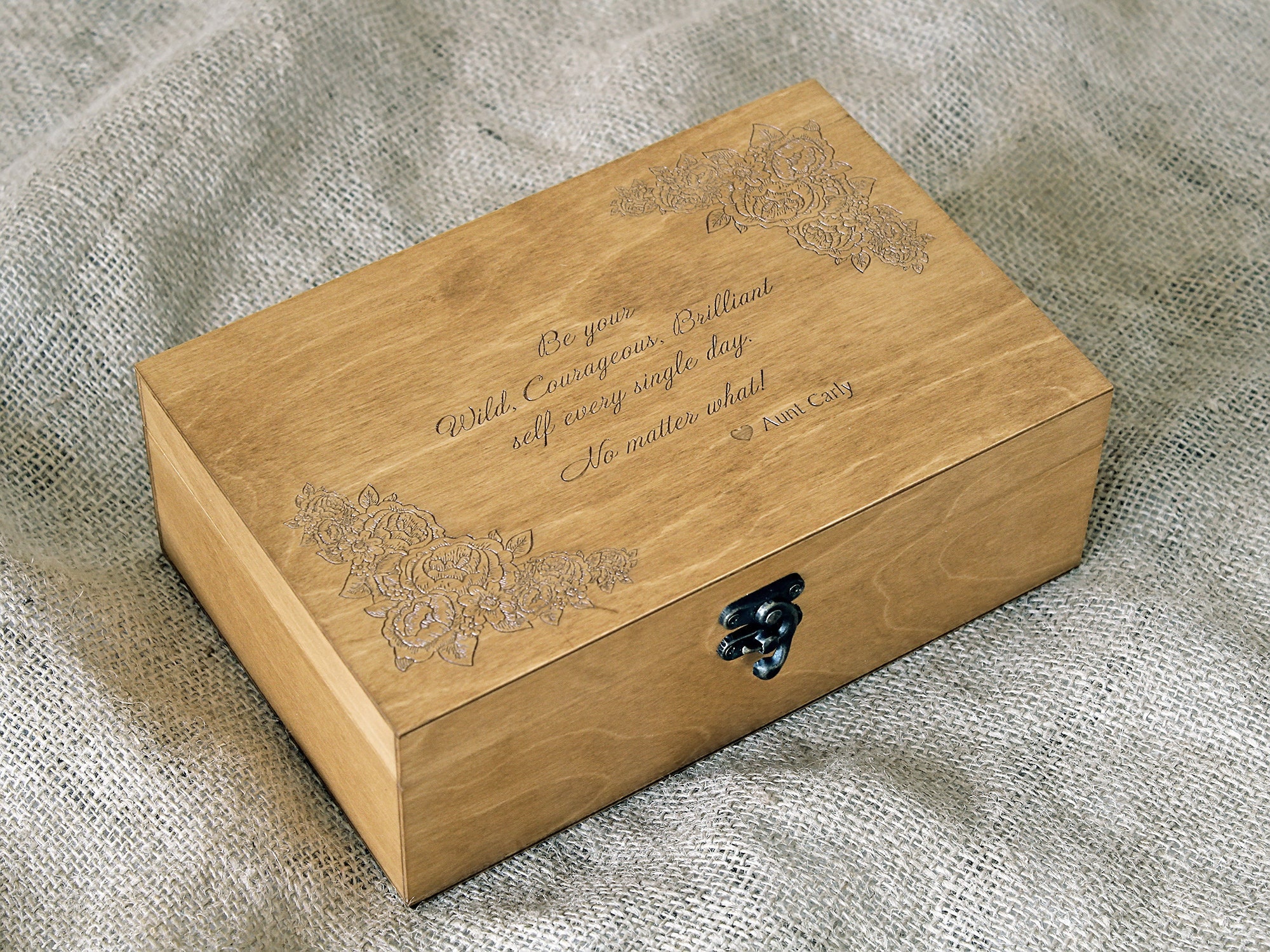 Custom Quote Wooden Box Memory Box Engraved Quote Box - Etsy