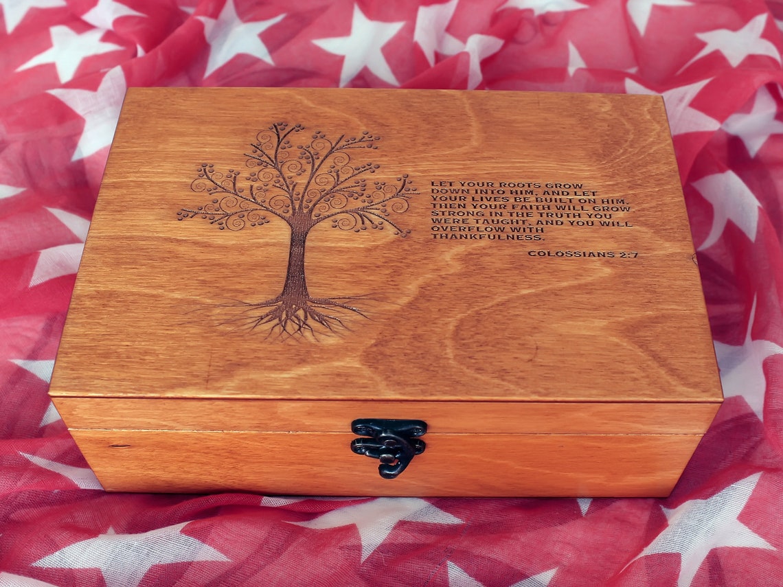Custom quote wooden box Memory box Engraved bible verse box | Etsy