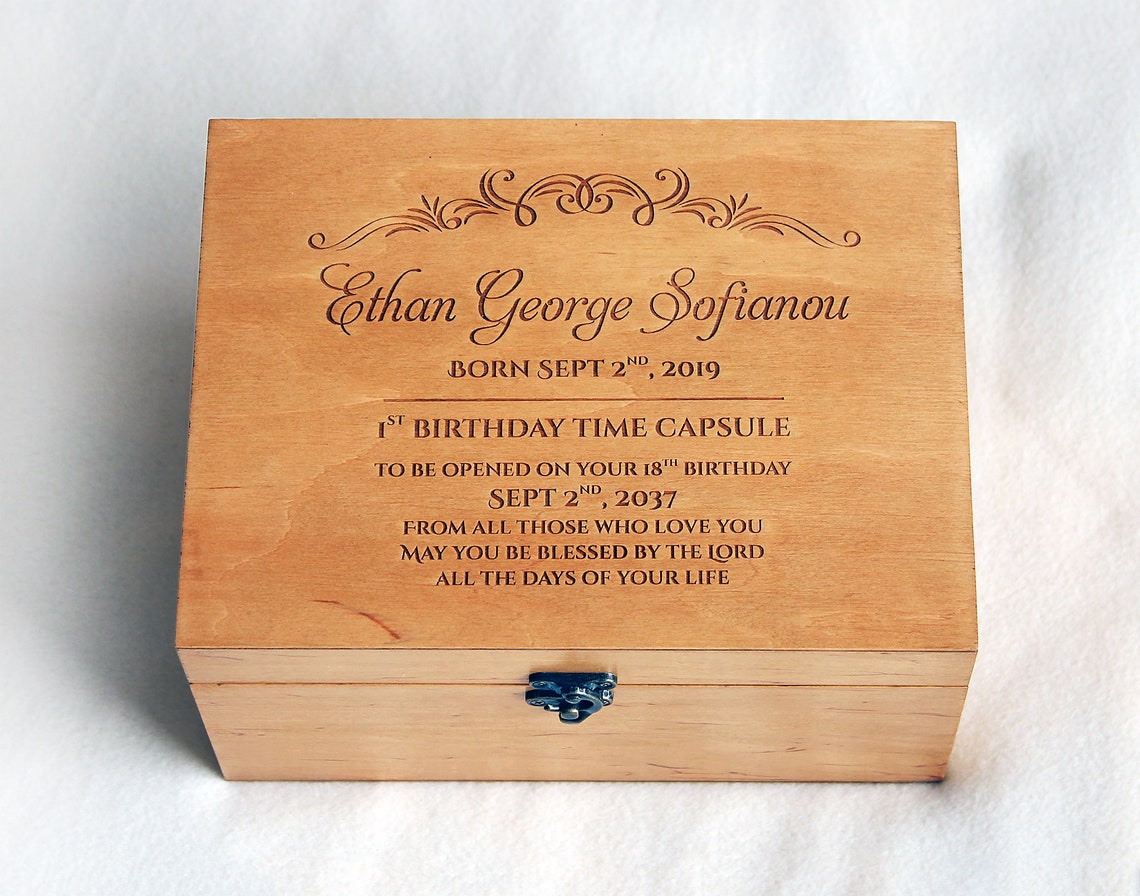 Time Capsule Baby memory box First Birthday Capsule Custom | Etsy