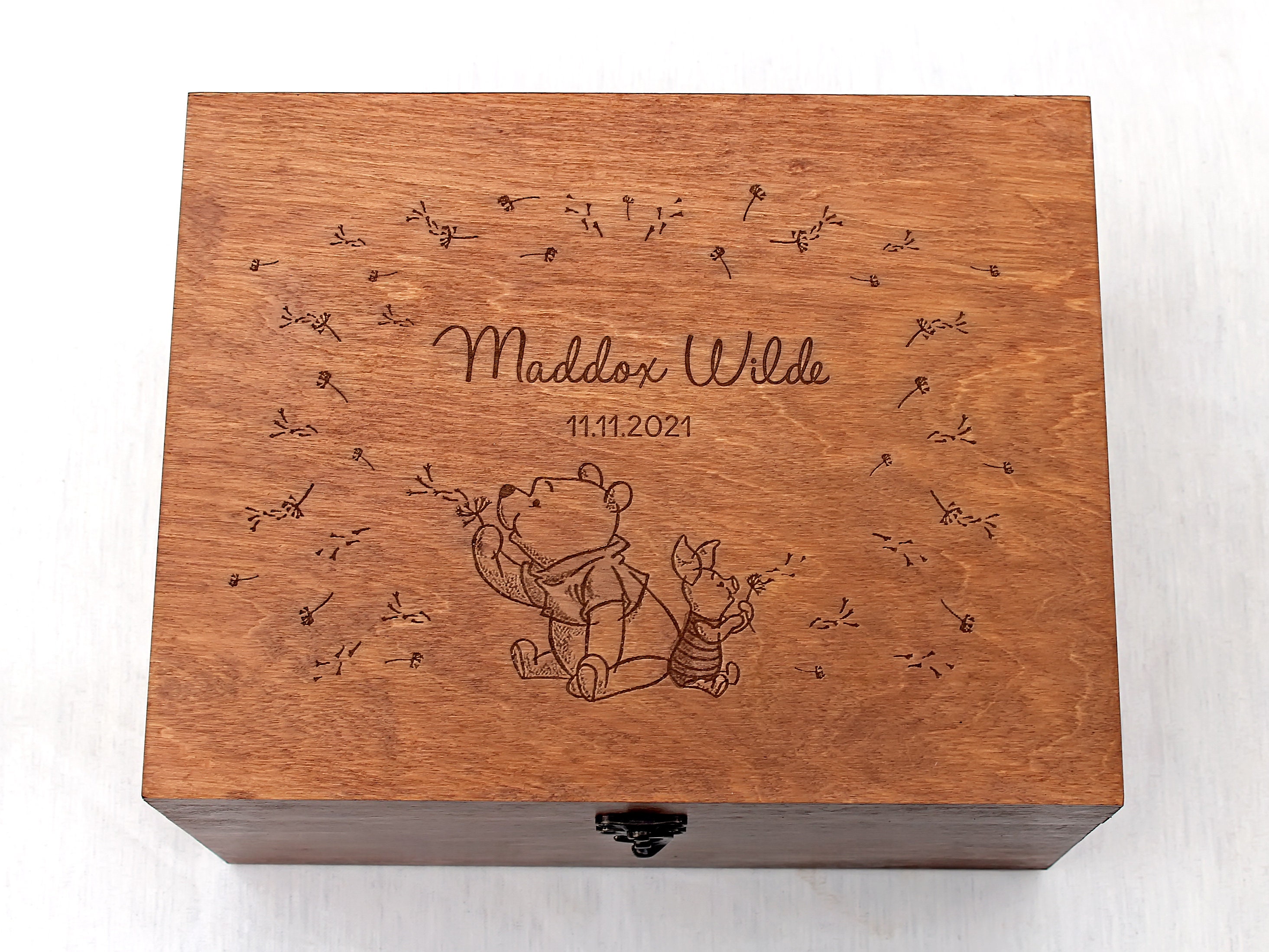 Custom Wooden Box With Winnie the Pooh Image and Name, Baby Memory Box ...
