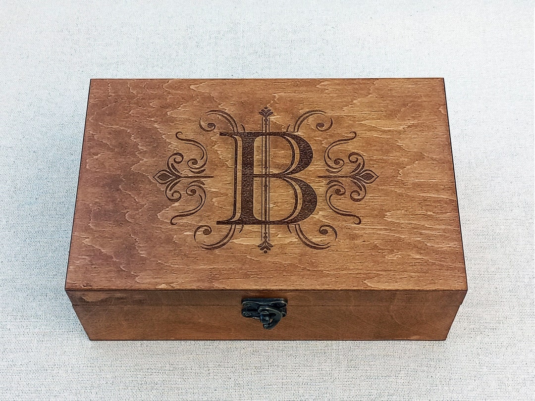 Monogrammed Wooden Box, Personalized Jewelry Box With Monogram, Custom ...