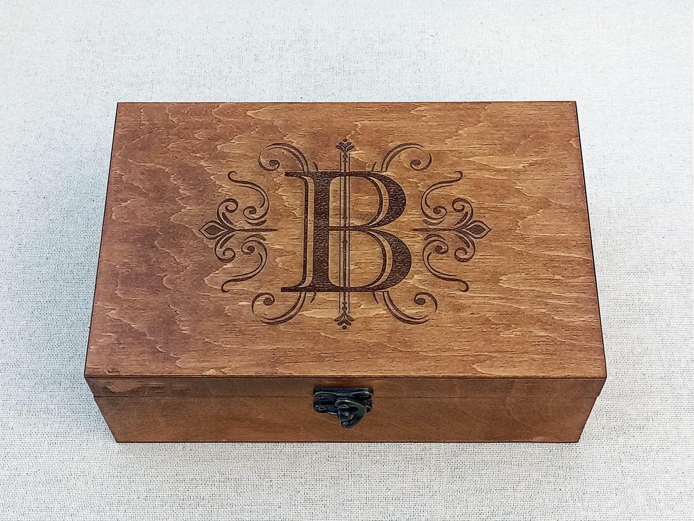 Monogrammed Wooden Box, Personalized Jewelry Box With Monogram, Custom ...