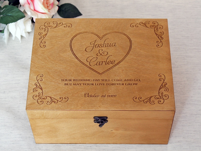 Wedding Keepsake Wooden Box, Personalized Wedding Box, Wedding Memento ...