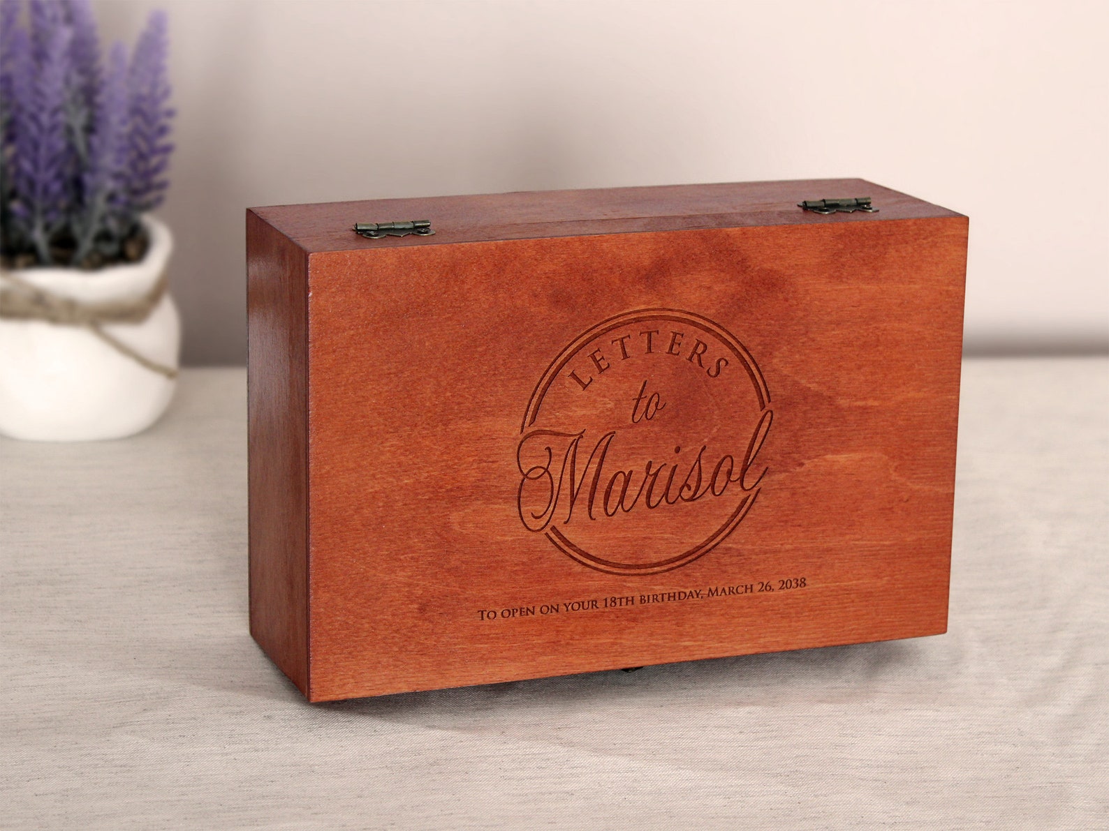 Memory Box With Personalization, Keepsake Wood Box for Letters, Custom ...