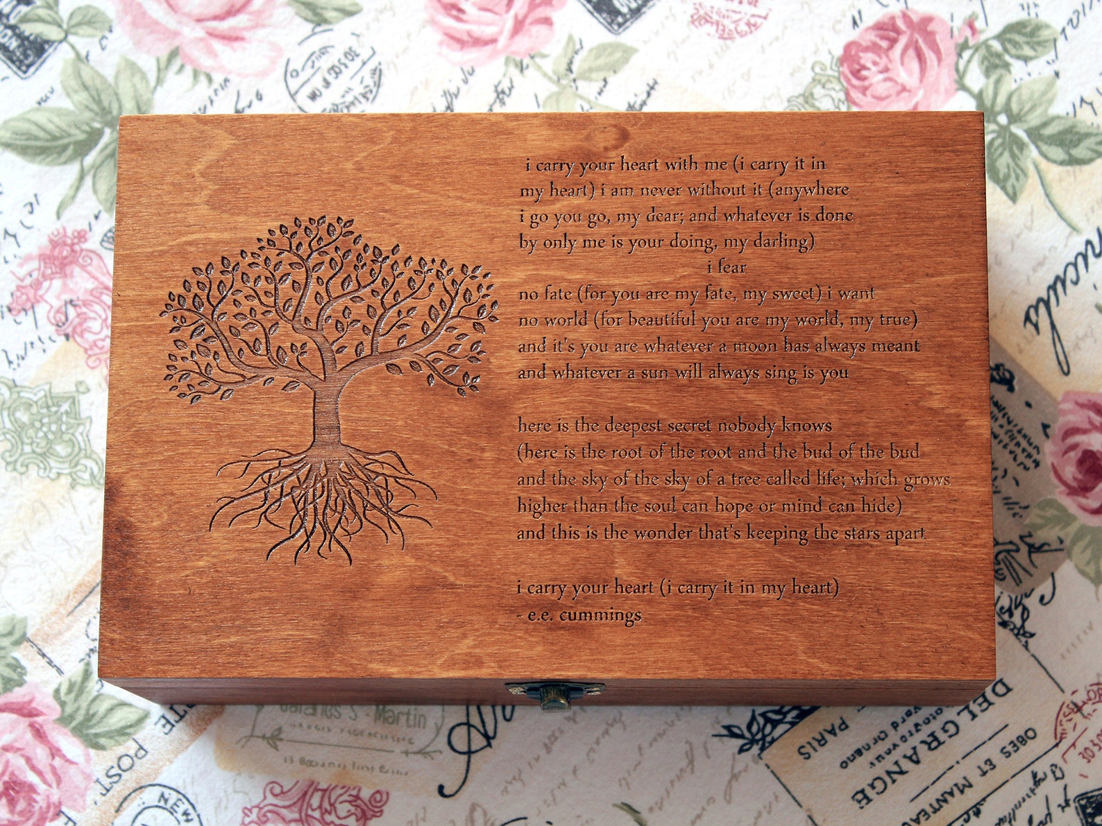 Custom Quote Wooden Box, Custom Poem on Box, Memory Box, Engraved Quote ...