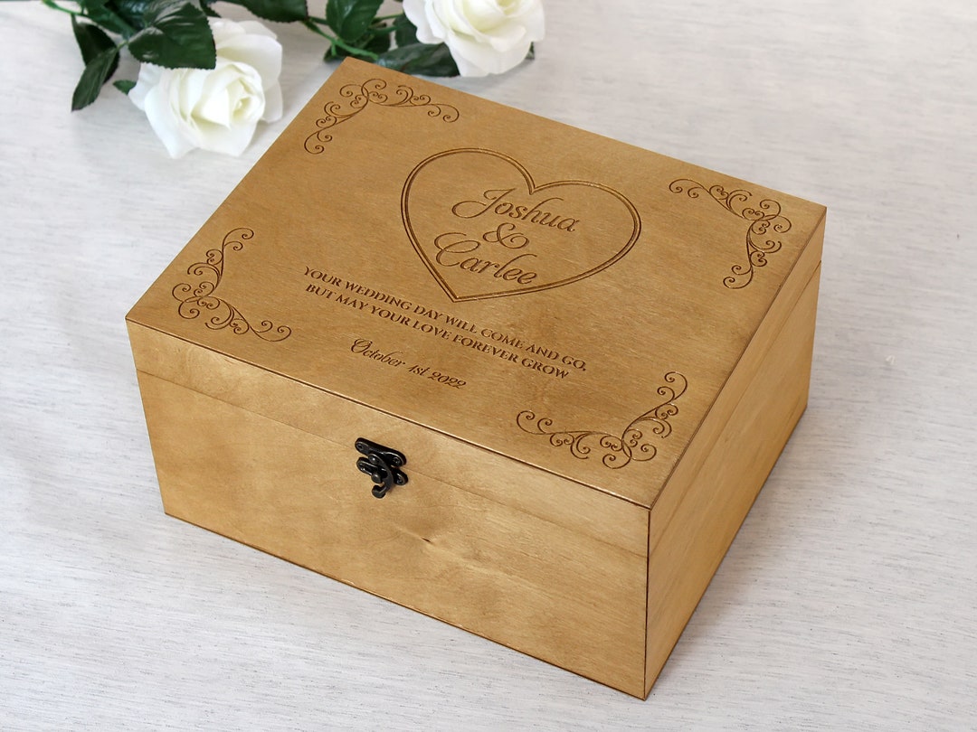 Wedding Keepsake Wooden Box, Personalized Wedding Box, Wedding Memento ...