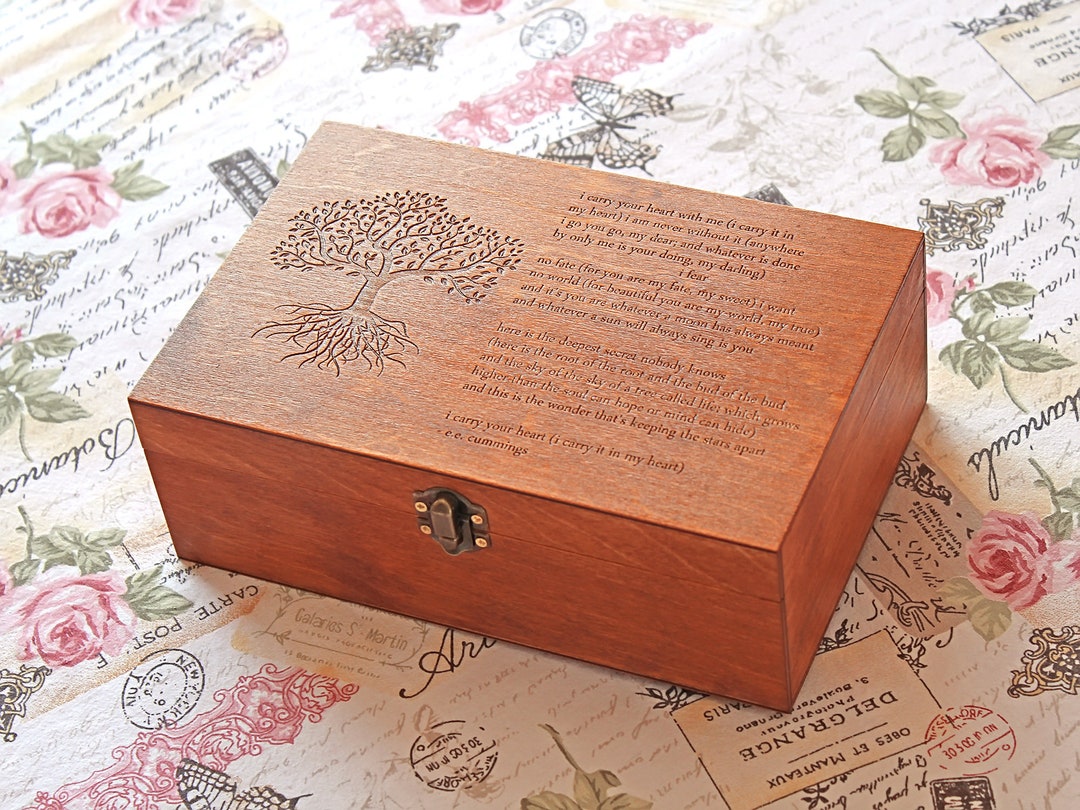 Custom Quote Wooden Box Custom Poem On Box Memory Box Engraved Quote