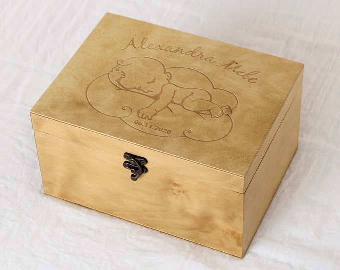 Personalized Baby Keepsake Memory Wooden Box - Gift for First 1st ...