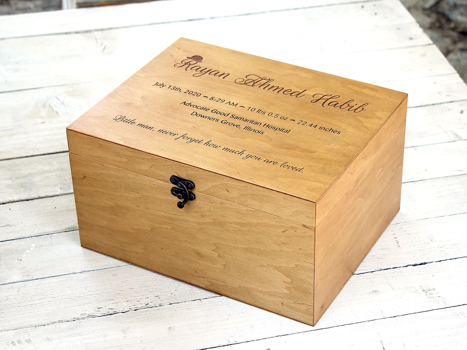 Custom Baby Memory Box With Stats and Place of Birth | Etsy