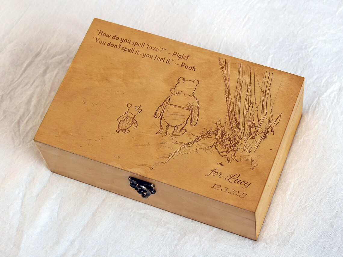 Winnie the Pooh Quote on Wooden Box Custom Memory Box With - Etsy