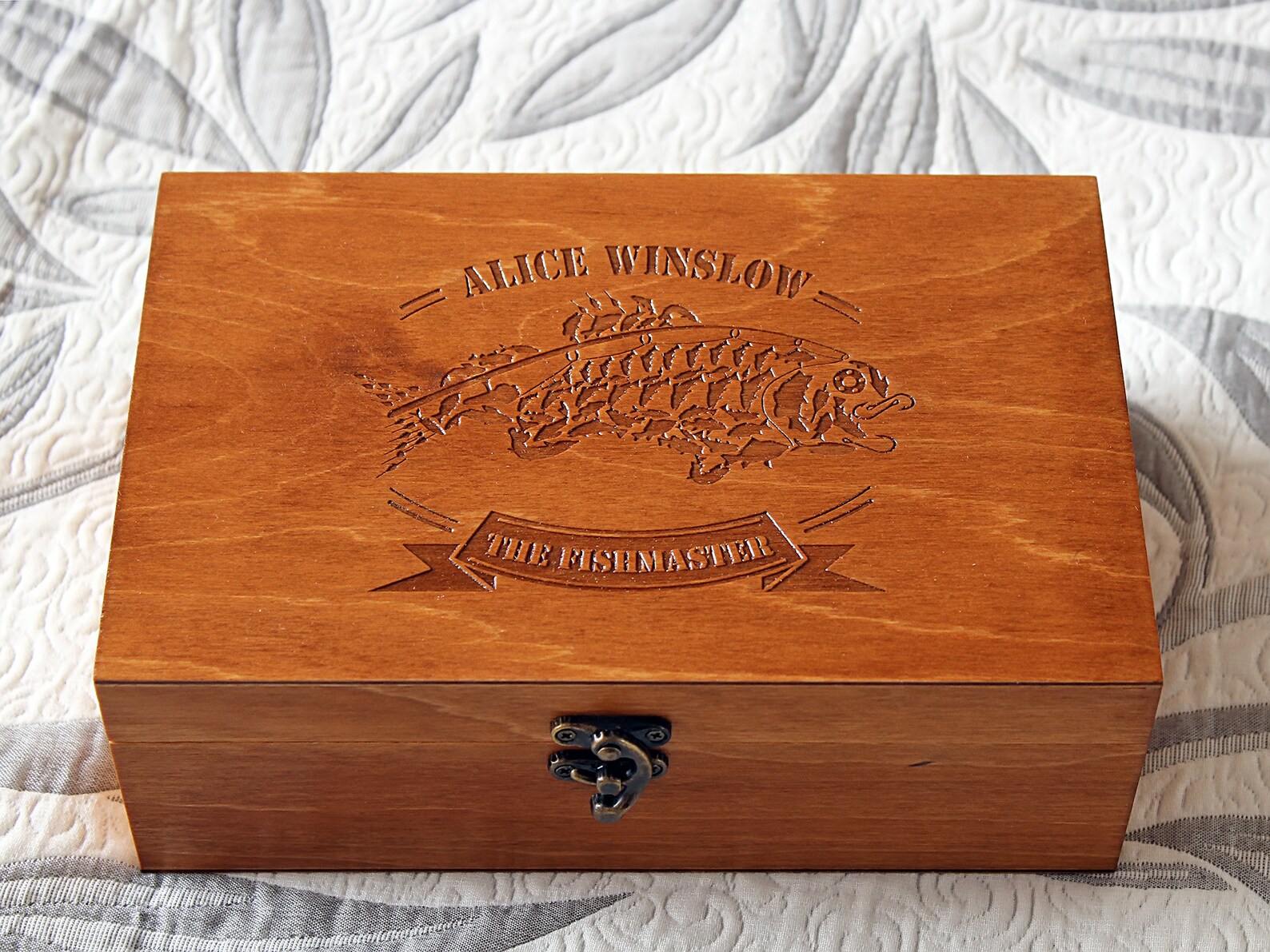 Personalized Wooden Box Fishing Tackle Box Мemory Box for - Etsy