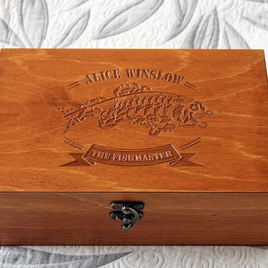Personalized Wooden Box, Fishing Tackle Box, Мemory Box for Him ...