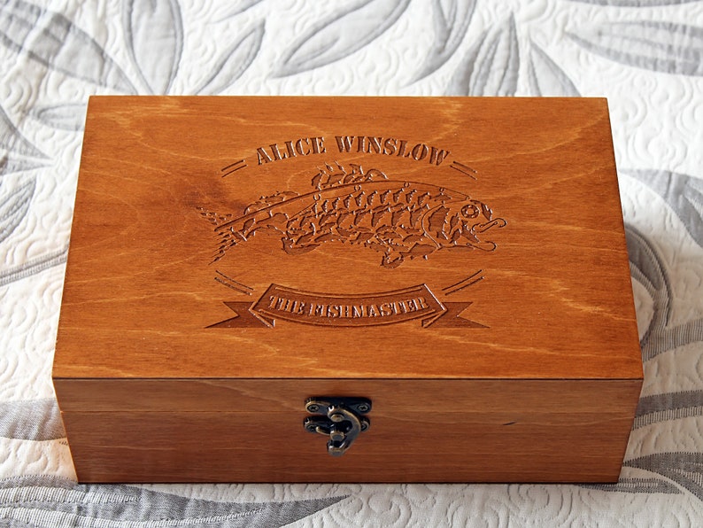 Personalized Wooden Box Fishing Tackle Box Мemory Box for - Etsy