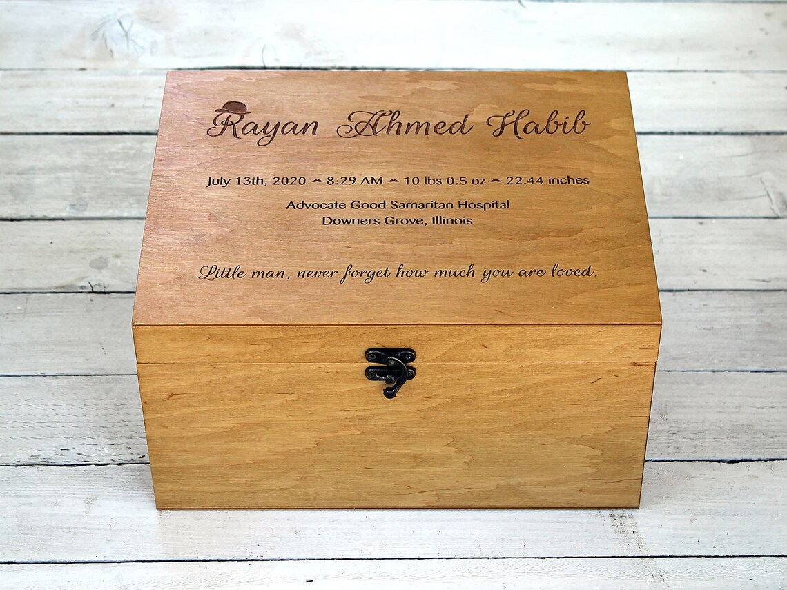 Custom Baby Memory Box With Stats and Place of Birth - Etsy