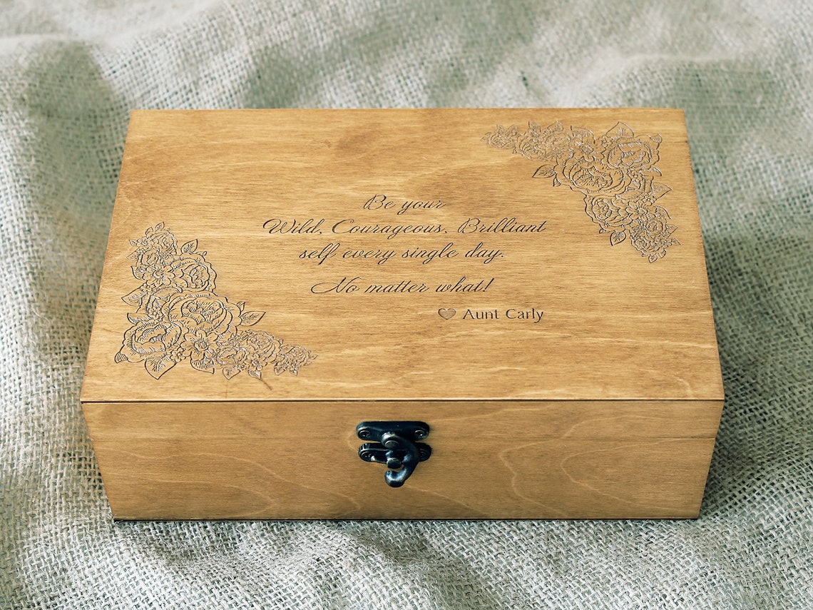 Custom Quote Wooden Box Memory Box Engraved Quote Box Etsy