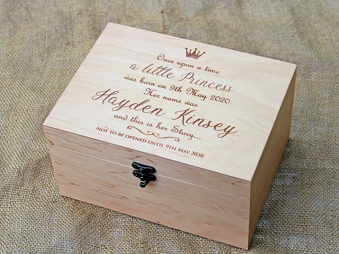 First Birthday Memory Box, Personalized Wood Box for Baby Girl, Time ...