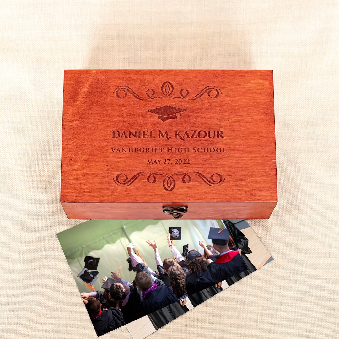Graduation Gift Box, Custom Engraved Wooden Box, Graduation Memory Box ...