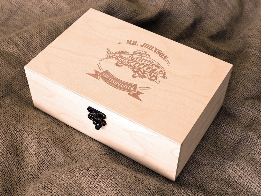 Personalized Wooden Box, Fishing Tackle Box, Мemory Box for Him ...
