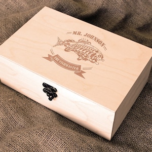 Personalized Wooden Box, Fishing Tackle Box, Мemory Box for Him ...