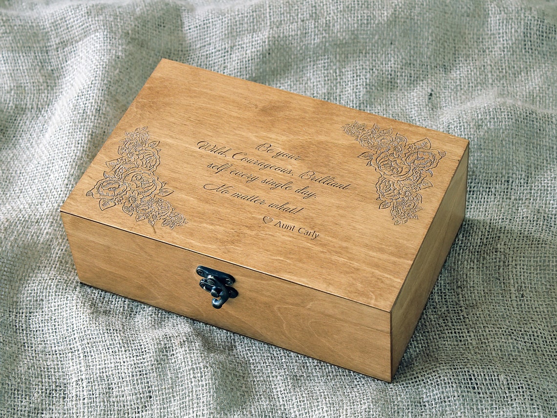 Custom Quote Wooden Box Memory Box Engraved Quote Box - Etsy