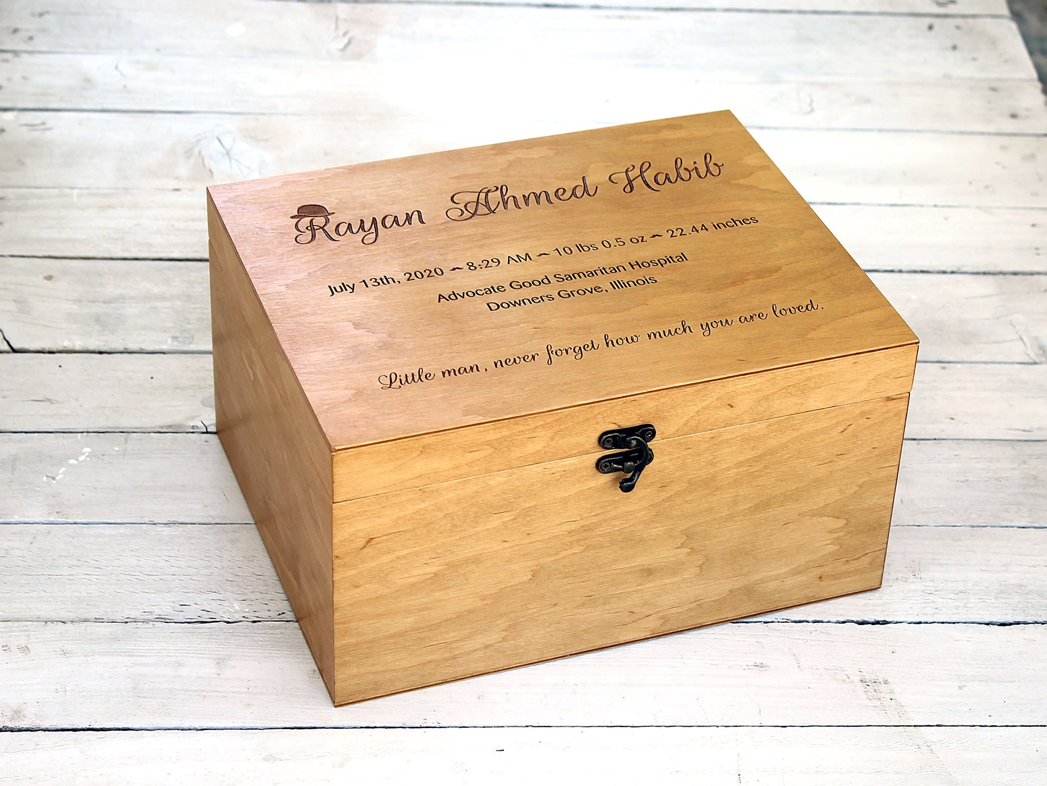 Custom Baby Memory Box With Stats and Place of Birth - Etsy