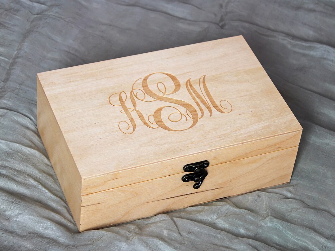 Monogram Wood Box, Monogram Jewelry Box, Personalized Jewelry Box, Gift ...