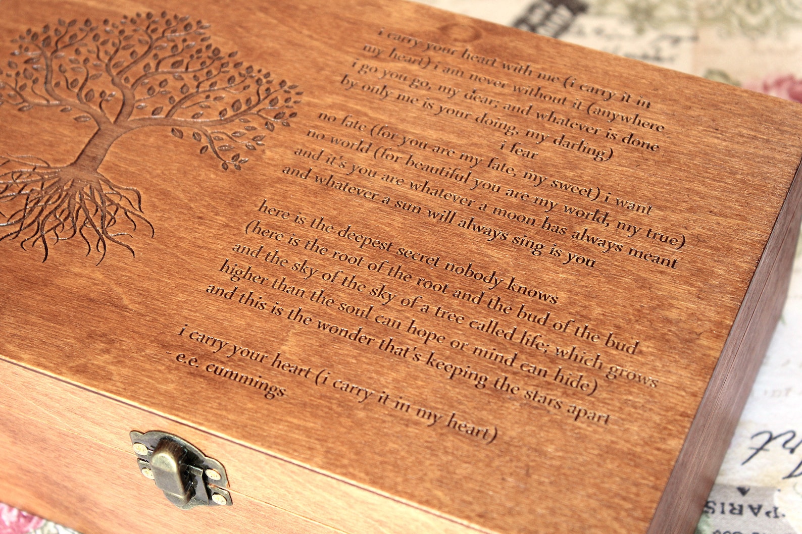 Custom Quote Wooden Box, Custom Poem on Box, Memory Box, Engraved Quote ...