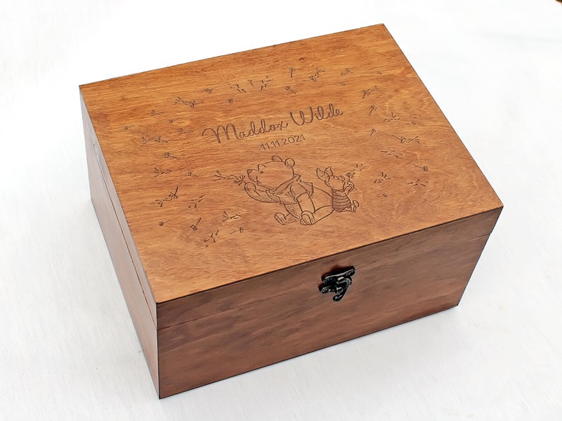 Custom Wooden Box With Winnie the Pooh Image and Name Baby - Etsy